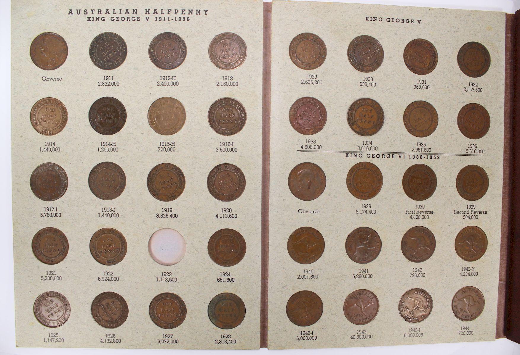 Lot - Australia 1911-1964 Halfpenny Set, VG to Uncirculated Album (61 ...