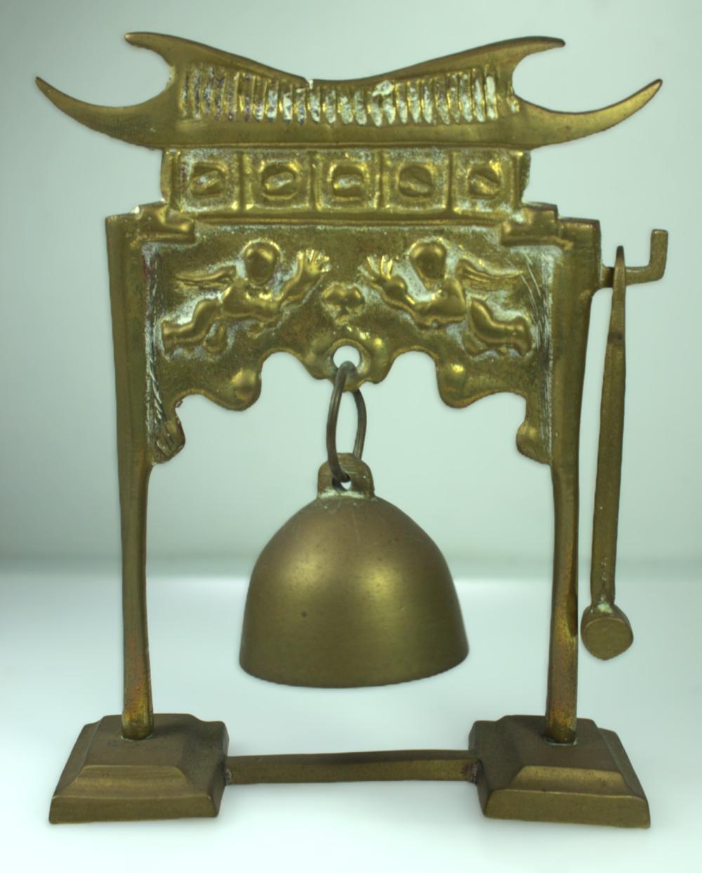 Lot - Chinese Brass Table Calling Bell with Cherub design